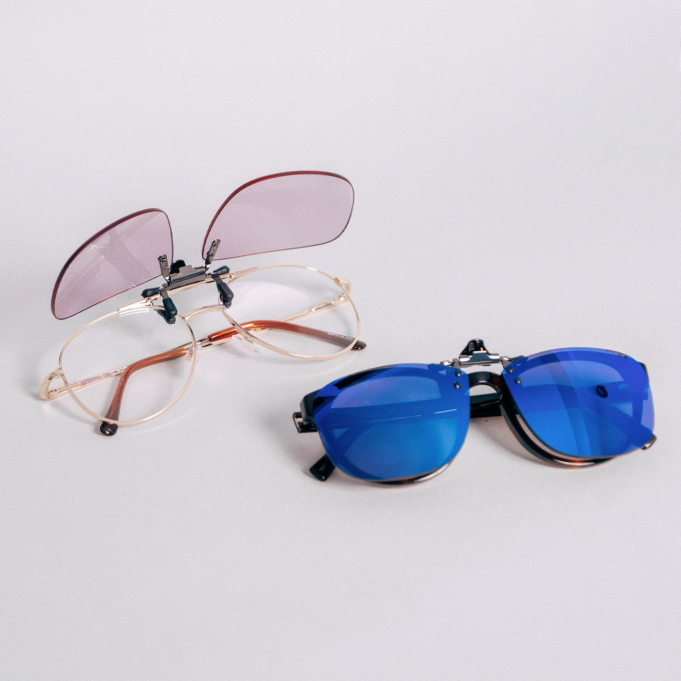 Small Square Flip Up Clip On Sunglasses - Indoor Universal